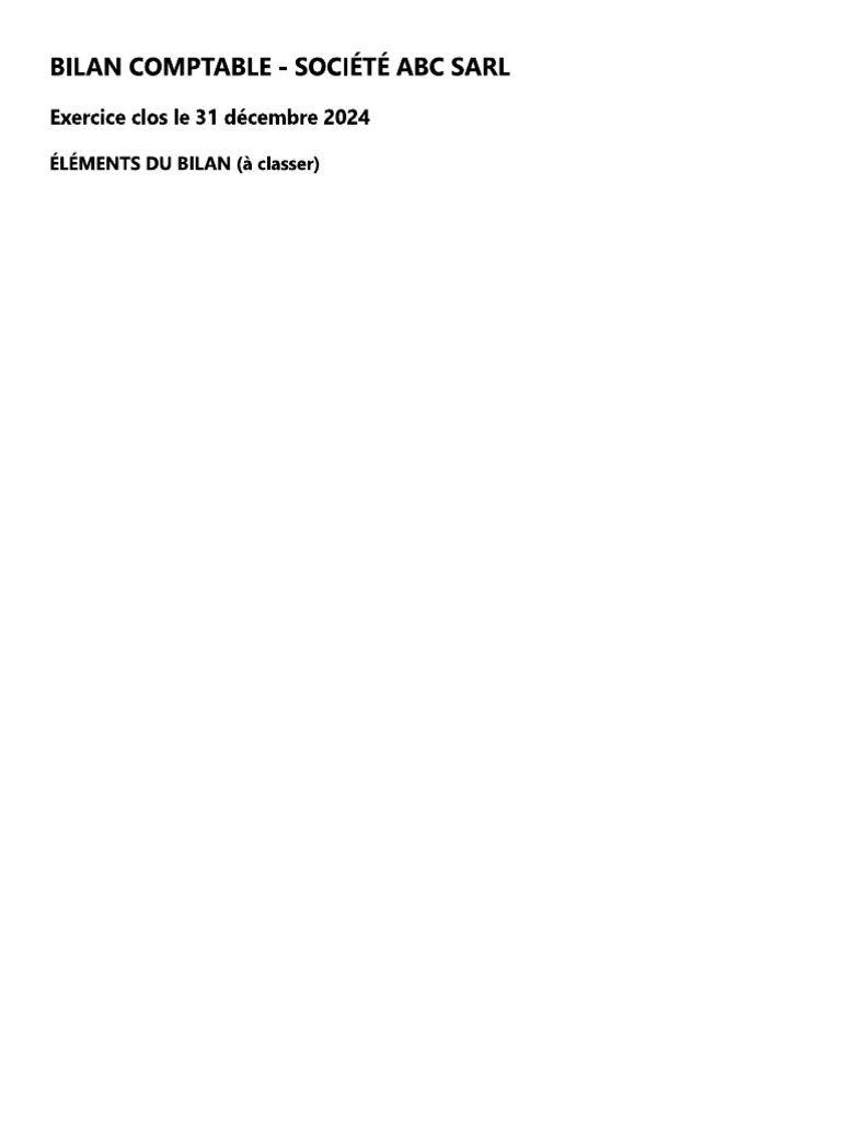Exercice Bilan Comptable de Base | PDF