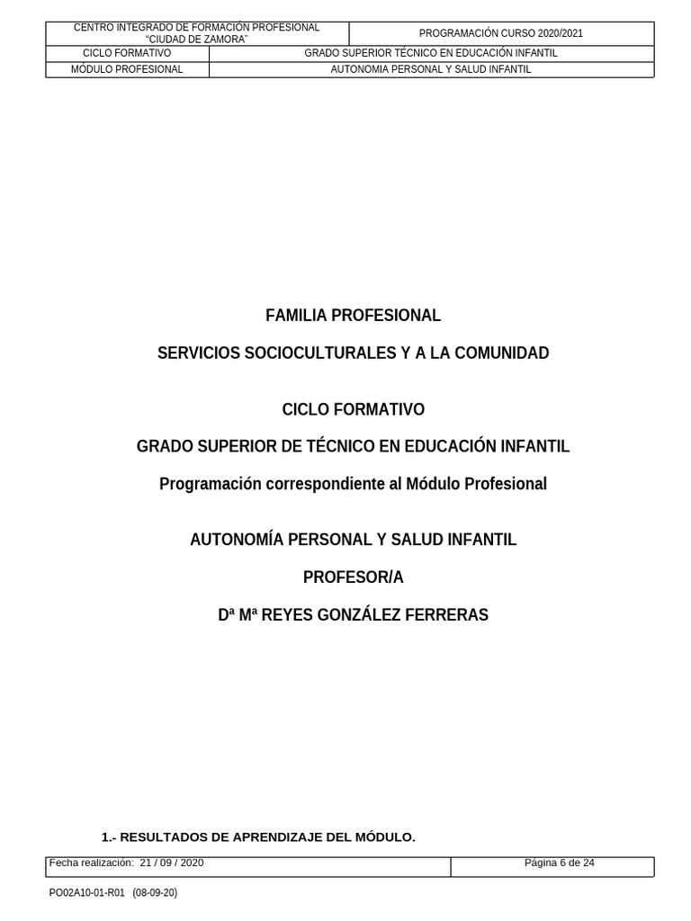 1º Infantil APSI 1 Supervisión | PDF | Evaluación | Educación de la primera infancia