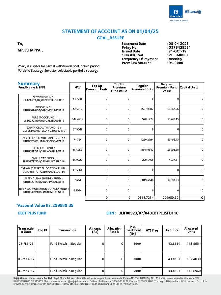 Fund Value Statement | PDF | Taxes | Cheque