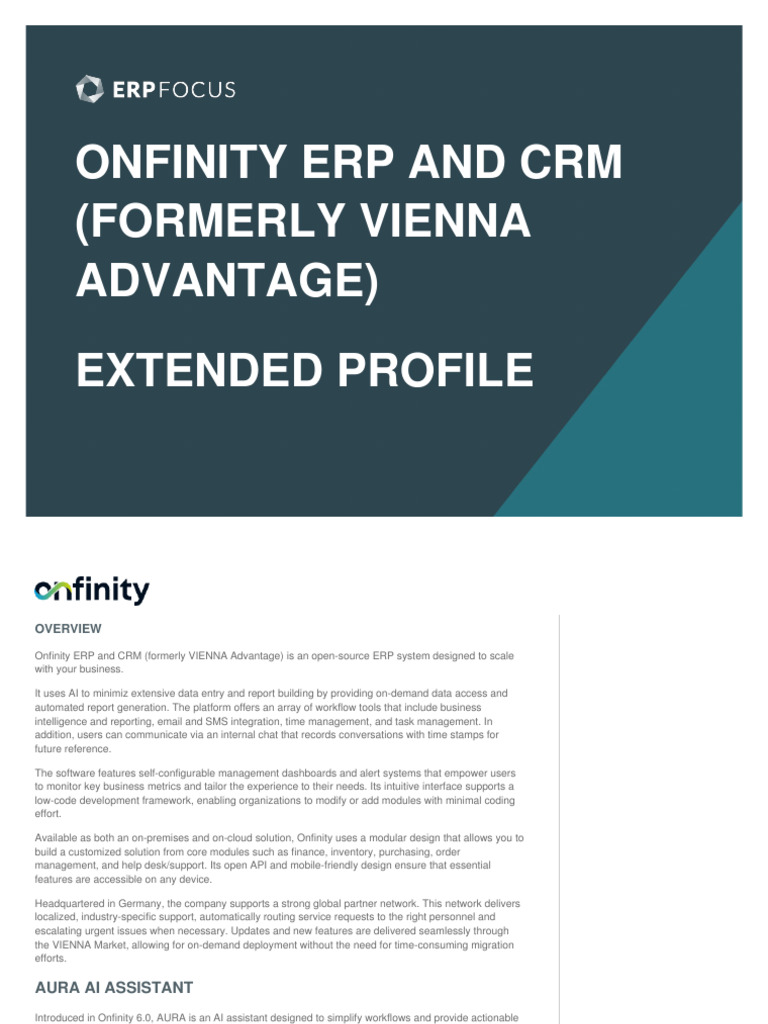 Onfinity ERP and CRM (Formerly VIENNA Advantage) | PDF | Enterprise Resource Planning | Customer ...