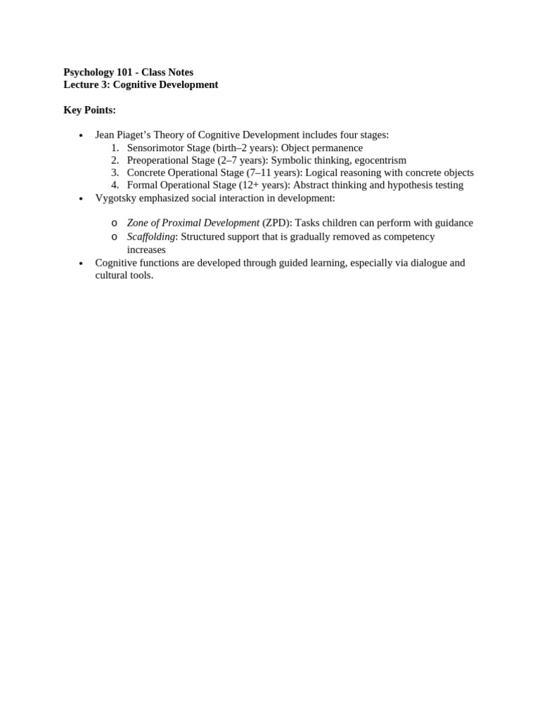 Class Notes Psychology | PDF