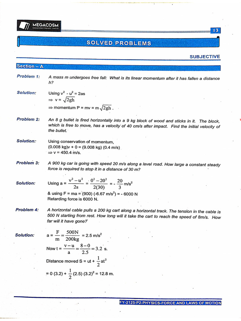 Open 18 - 43 - 49 - 21 - 07 - 2025 - Force Class 9 FIITJEE 5 | PDF | Force | Newton's Laws Of Motion