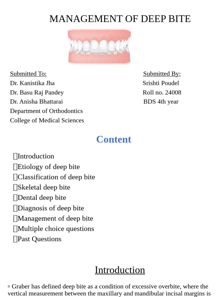 Management of Deep Bite | PDF | Orthodontics | Dentistry Branches