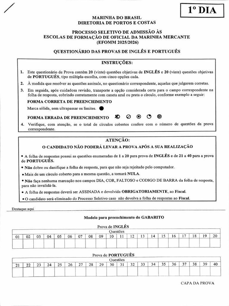 Prova Branca 1 Dia | PDF