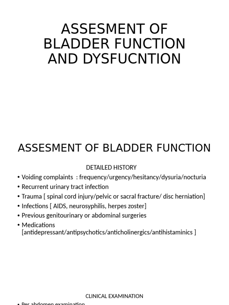 Bladder Function Assessment Guide | PDF | Urination | Urinary Incontinence
