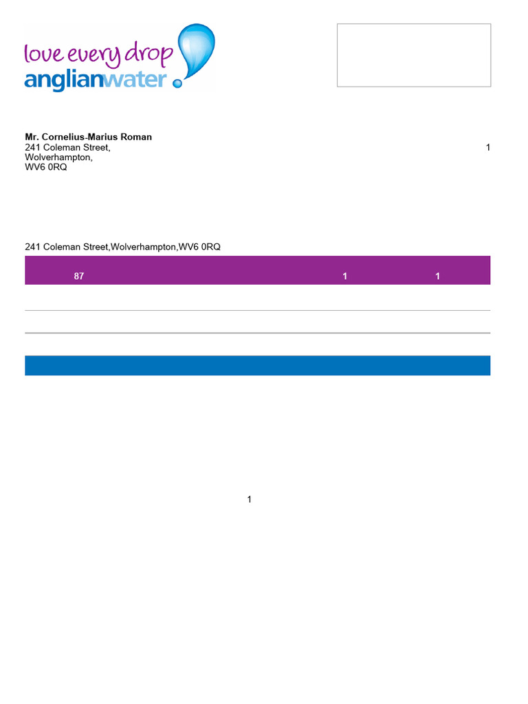 Anglian Water Bill Summary 2021 | PDF | Volume