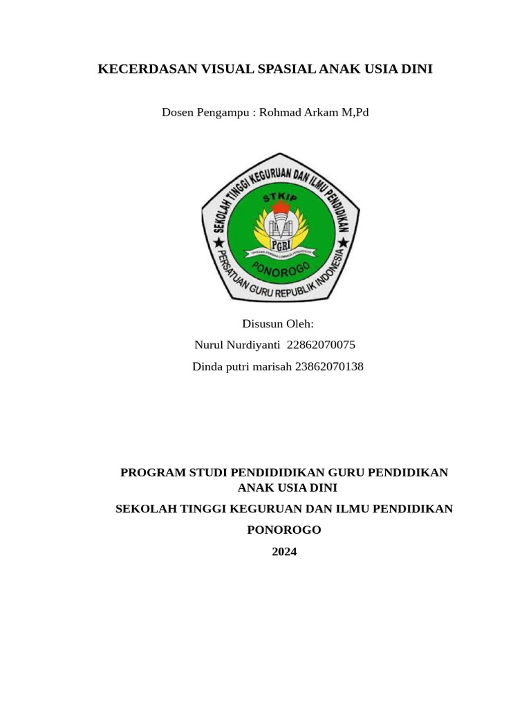 Kecerdasan Visual Spasial Anak Usia Dini | PDF