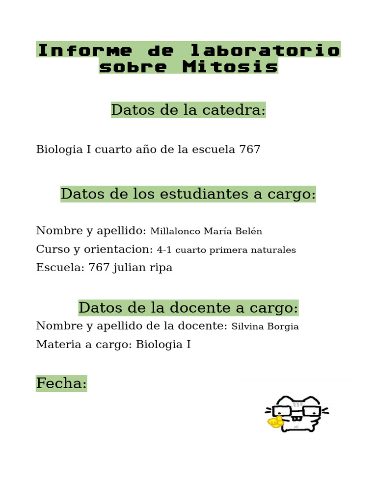 Portada de Informe de Laboratorio | PDF