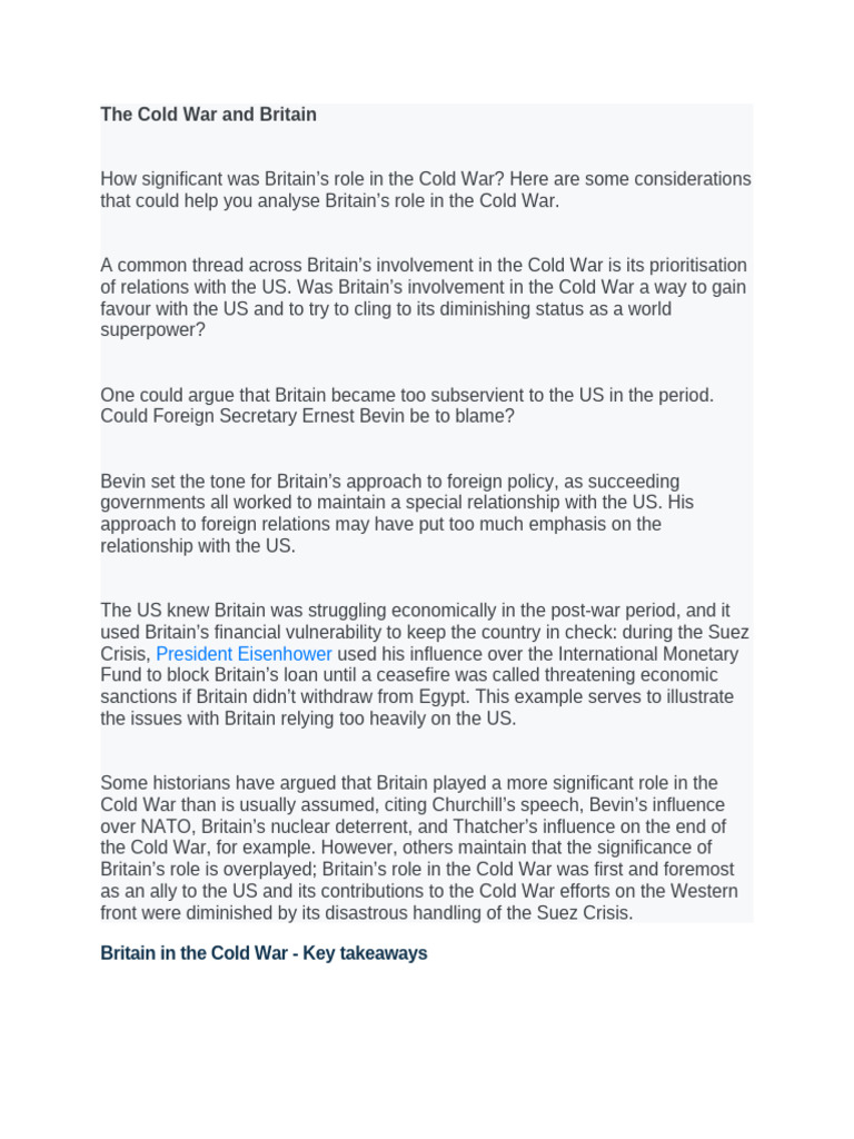 U.K Information in Points | PDF | Cold War | Suez Crisis