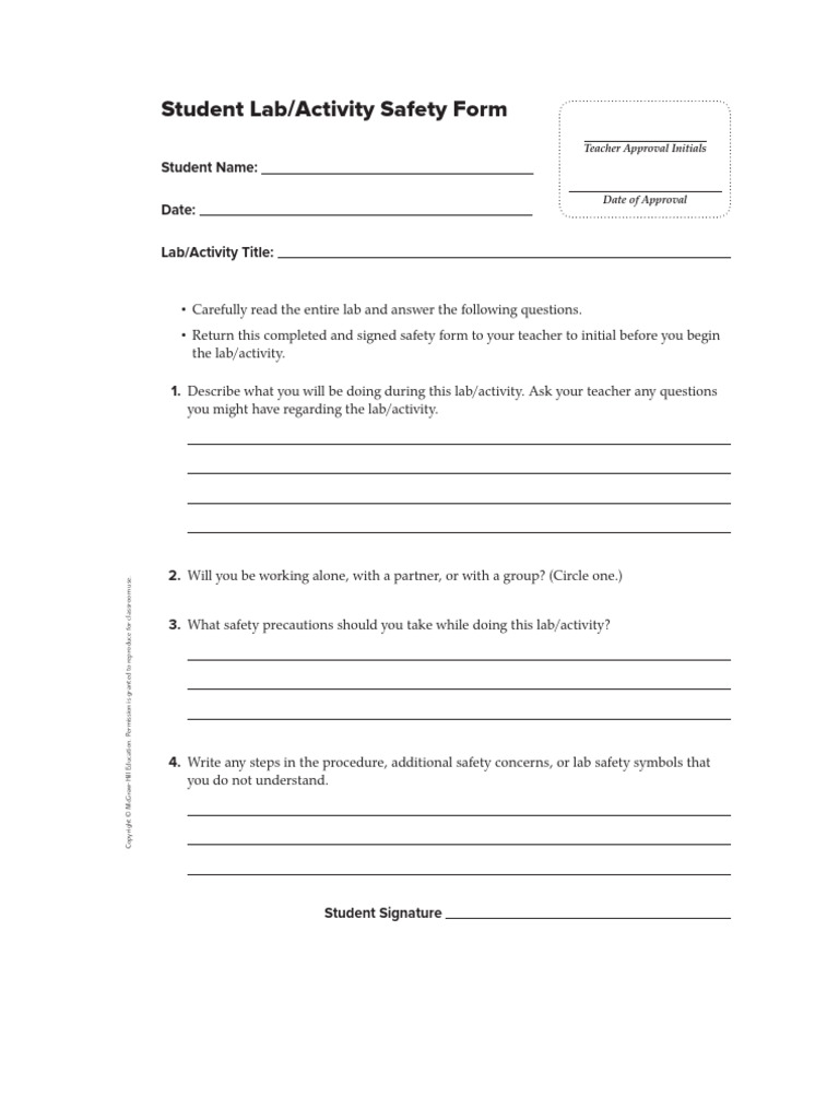 Lab Safety Form | PDF
