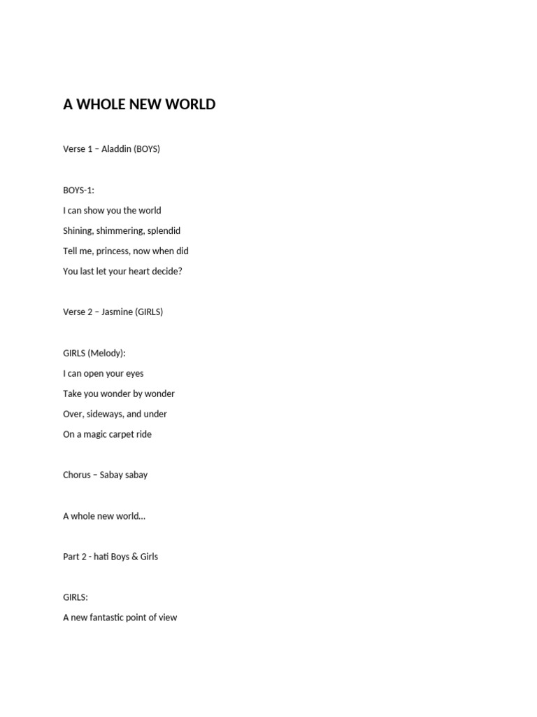 A Whole New World | PDF