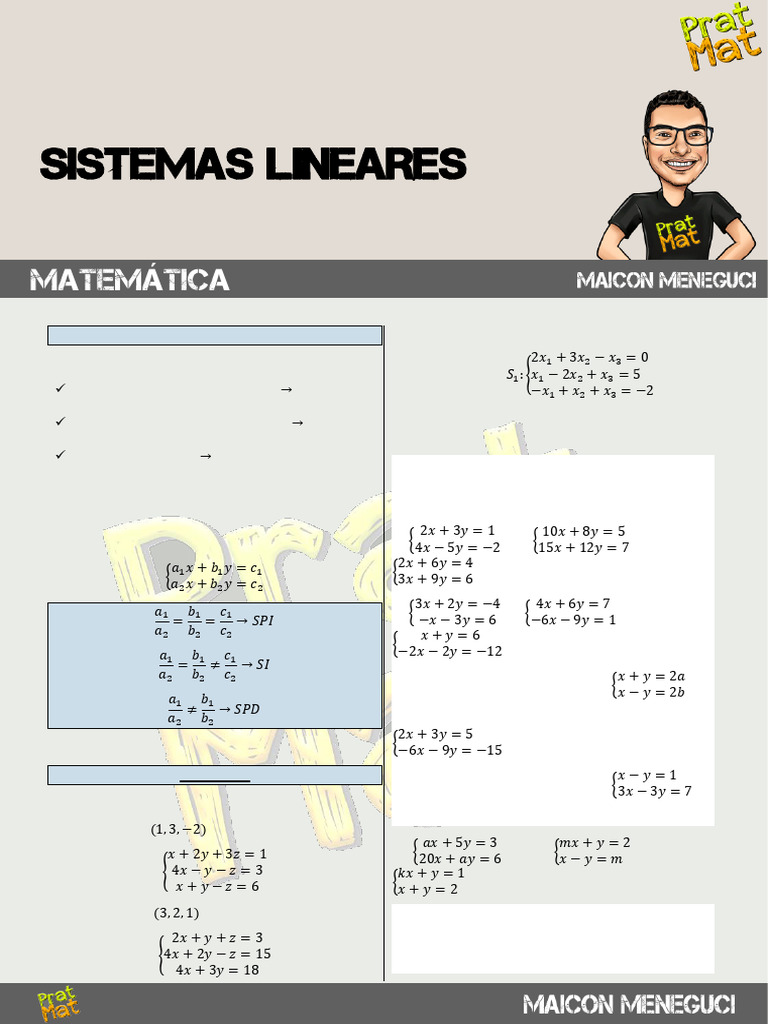 Classificação de Sistemas Lineares | PDF | Sistema de equações lineares ...