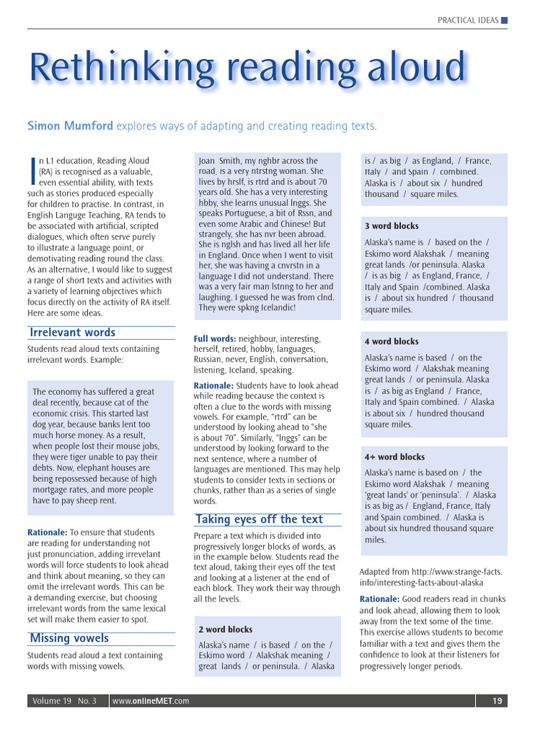 Rethinking Reading Aloud | PDF | Proofreading | Languages