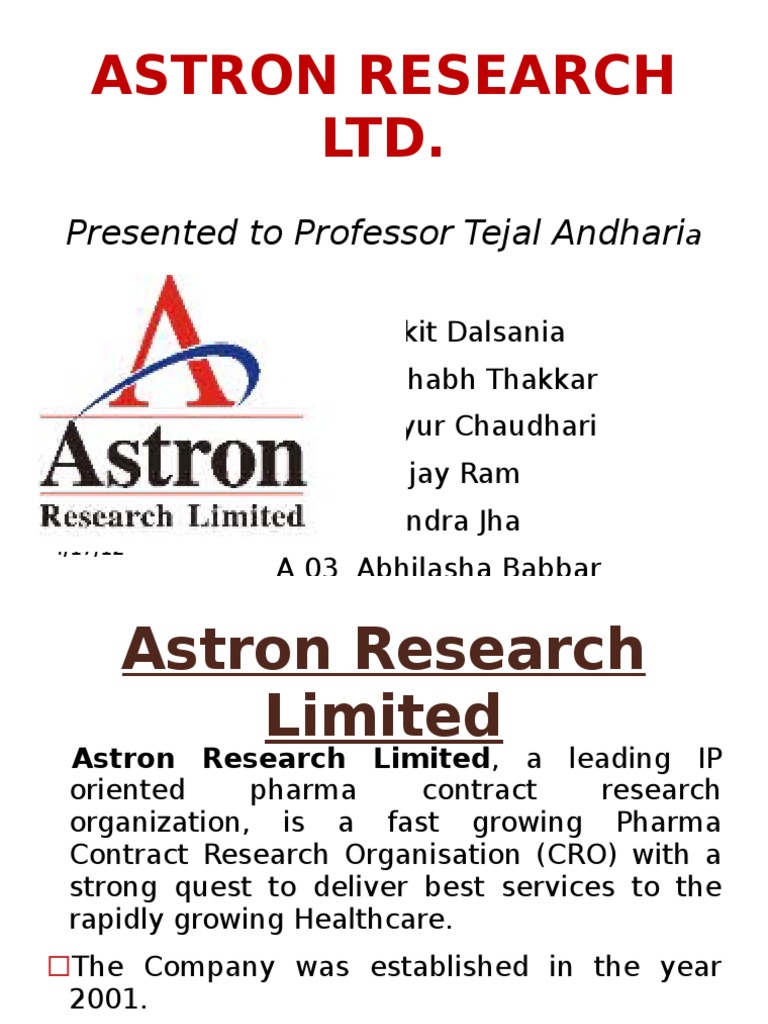 Astron Research: Pharma CRO Overview | PDF | Science And Technology ...