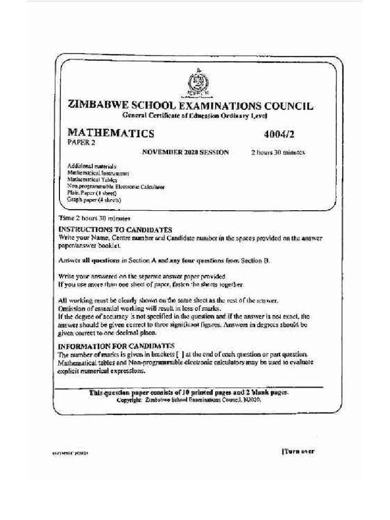 Maths o Level Nov 2020 P2 | PDF