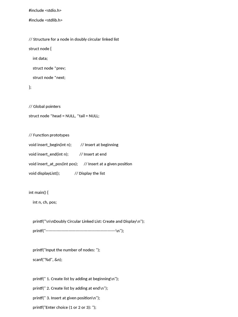 Doubly Circular Linked List Operations | PDF | Computer Data | C++