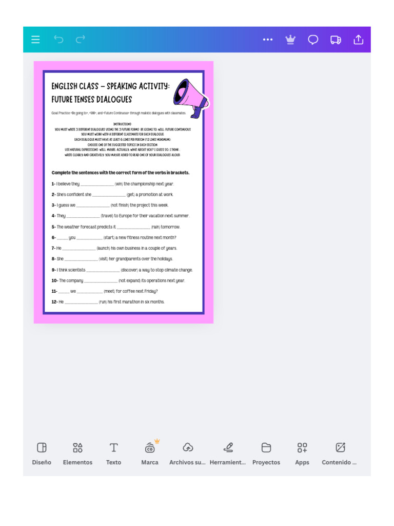 English Class - Speaking Activity - Future Tenses Dialogues - A4 | PDF