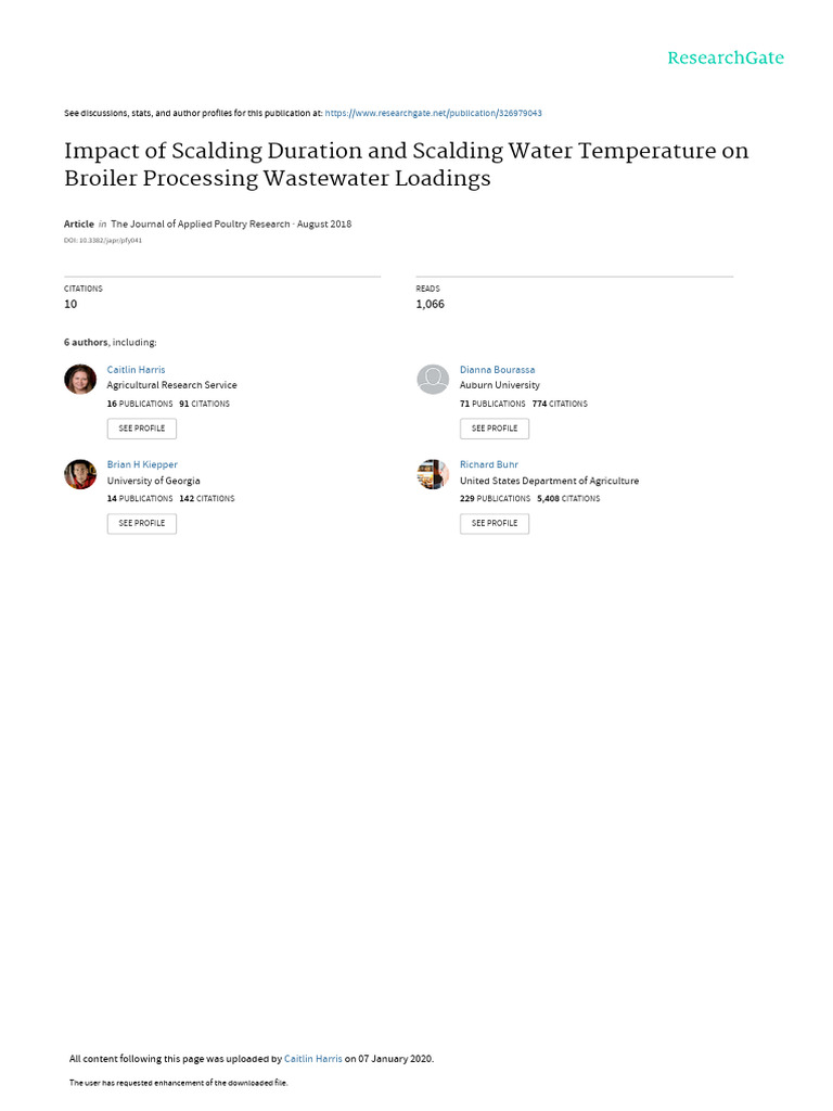 Scalding Impact on Poultry Wastewater | PDF | Water | Experiment