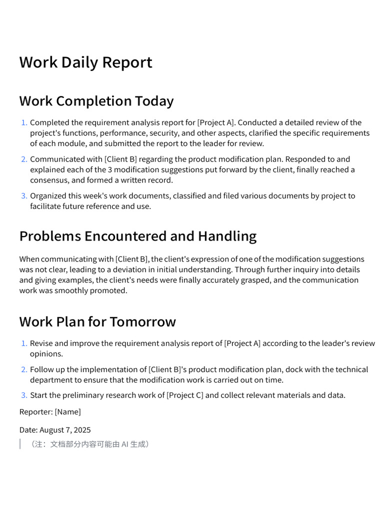Daily Work Report Summary | PDF