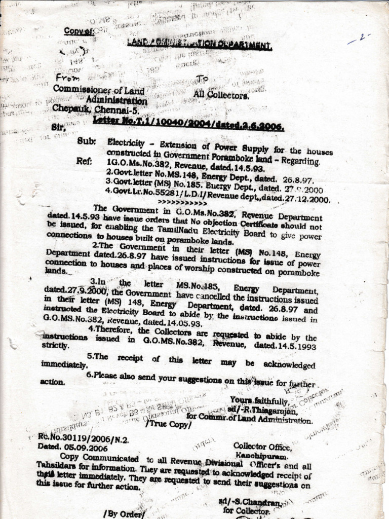 EB NOC For Poramboke Land | PDF