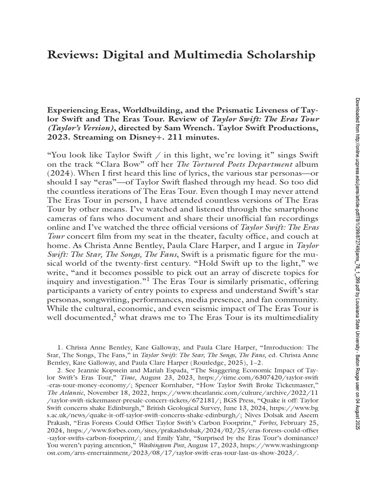 Experiencing Eras Taylor Swift | PDF | Fandom | Taylor Swift