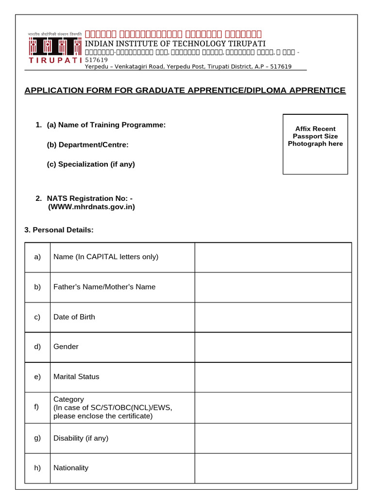 Apprenticeship Application Form 2025 | PDF