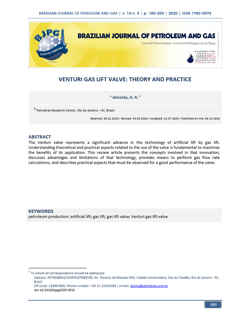 Venturi Gas Lift Valve Insights | PDF | Flow Measurement | Gases