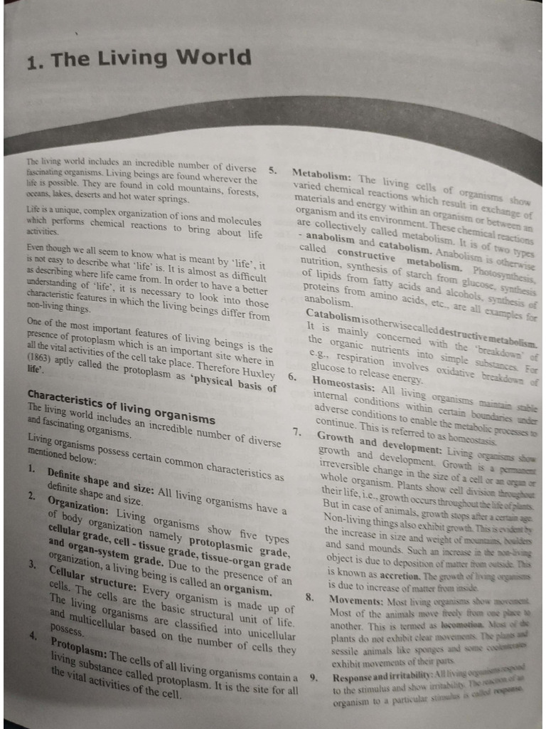 Living World Class 11th Notes | PDF