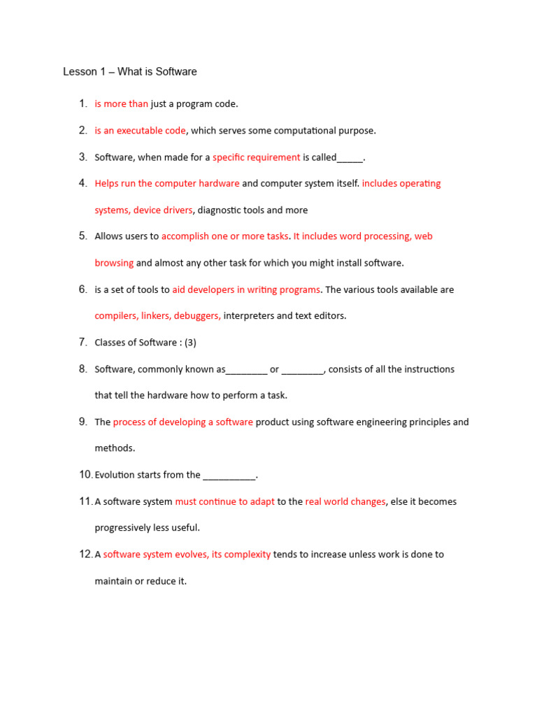 Dcit 26 Reviewer,Questionnaire - Lesson (1-3) | PDF | Software | Software Development Process