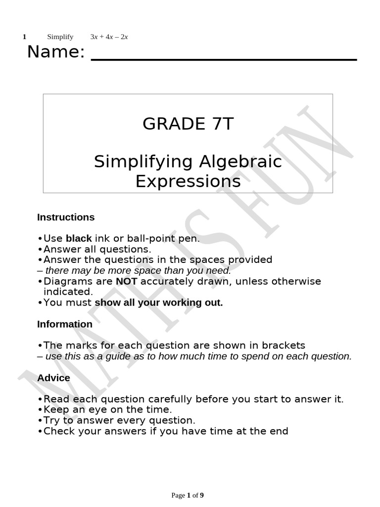 Simplifying Algebraic Expressions | PDF | Abstract Algebra