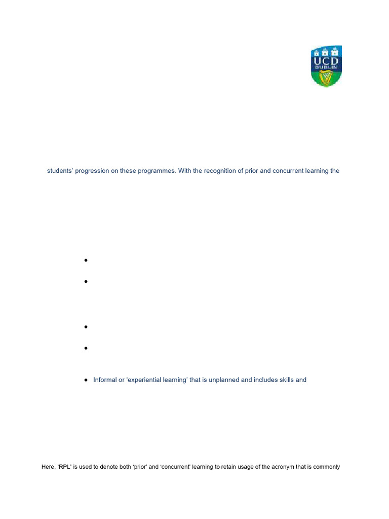 Recognition of Prior Learning - RPL | PDF