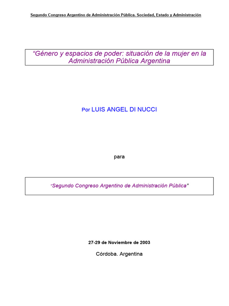 Di nucci. Genero en la Adm Pub | PDF | Mujer | Discriminación y relaciones raciales