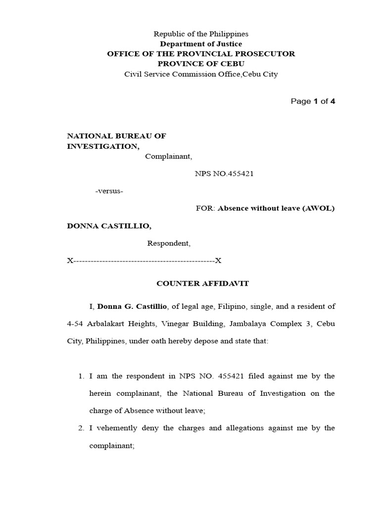 Counter Affidavit | PDF | Affidavit