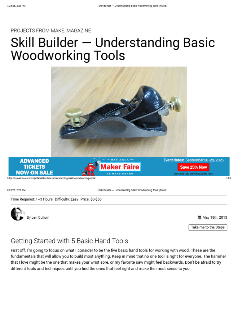 Essential Hand Tools for Woodworking | PDF | Drill | Crafts