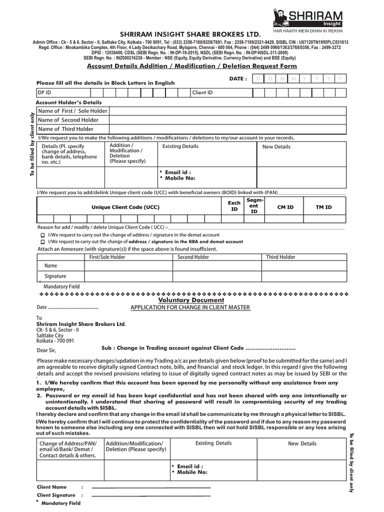 Account Change Request Form | PDF
