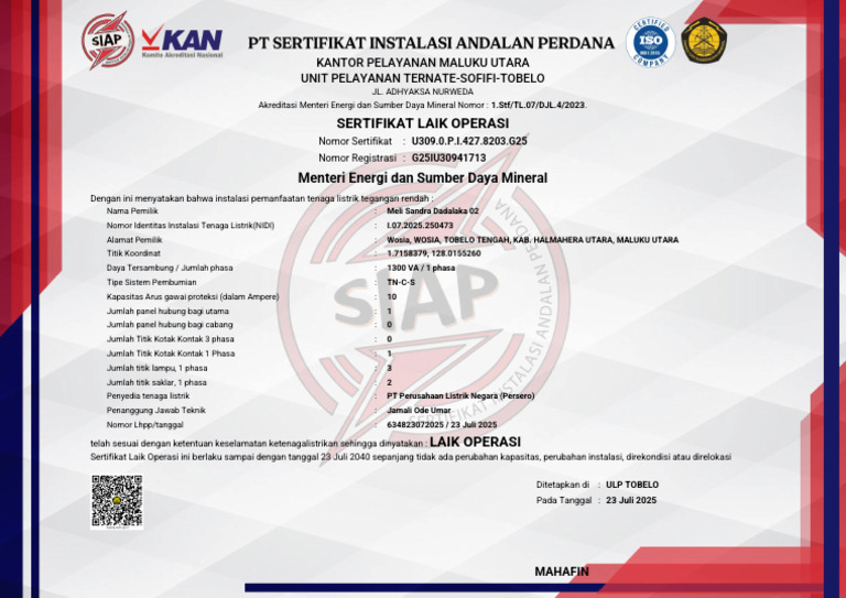 Sertifikasi-SLO-Meli Sandra Dadalaka | PDF
