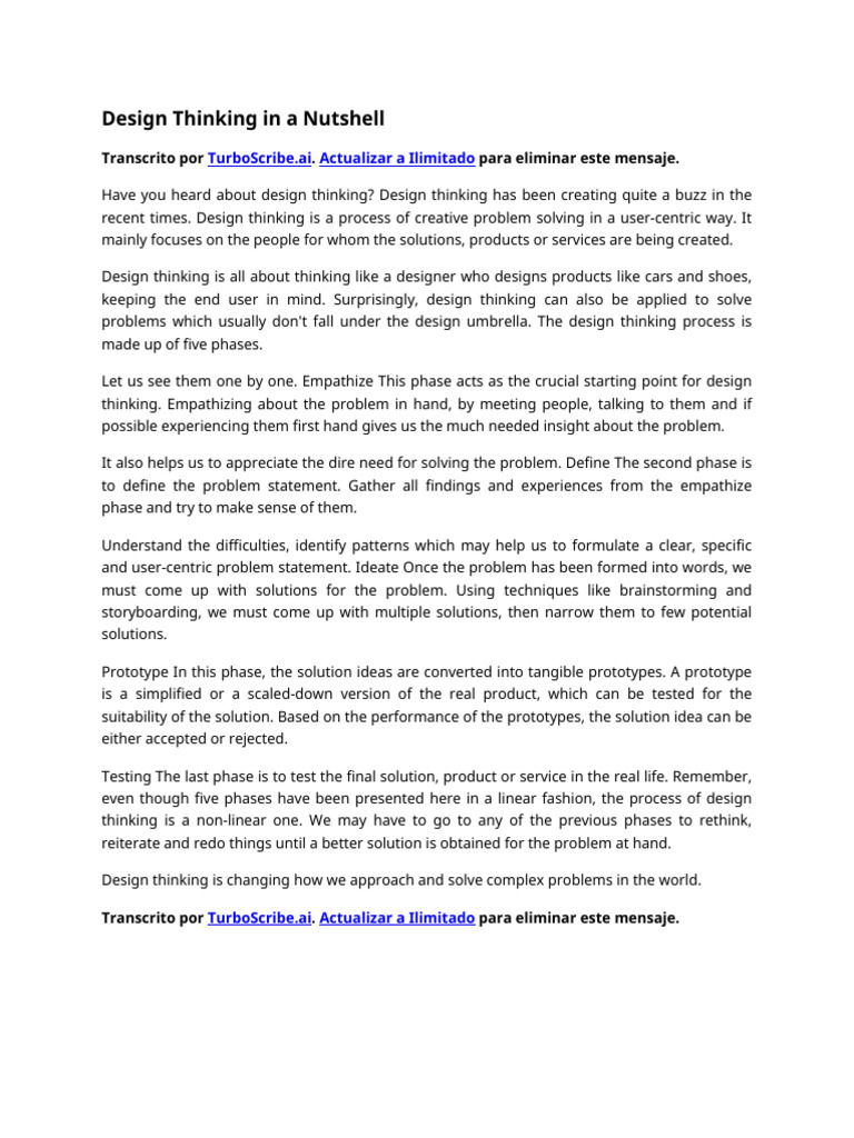 Design Thinking in A Nutshell | PDF