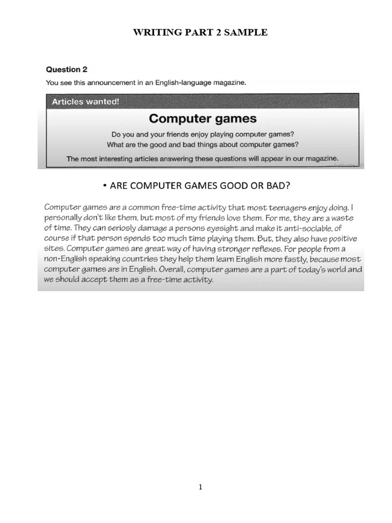 Writing Part 2 Sample | PDF
