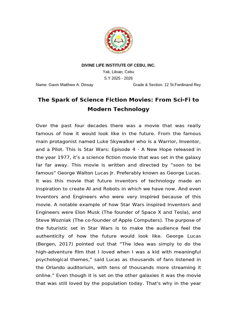 (FINAL PAPER) The Spark of Science Fiction Movies From Sci-Fi To Modern ...
