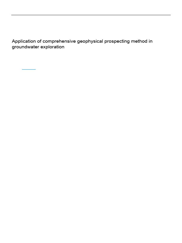 Application of Comprehensive Geophysical Prospecting Method in | PDF ...