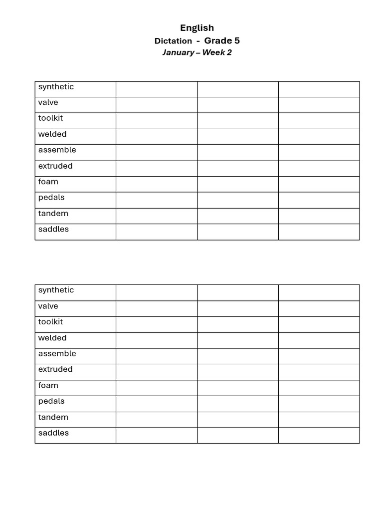 Dictation 2nd Term-January 2st Week | PDF