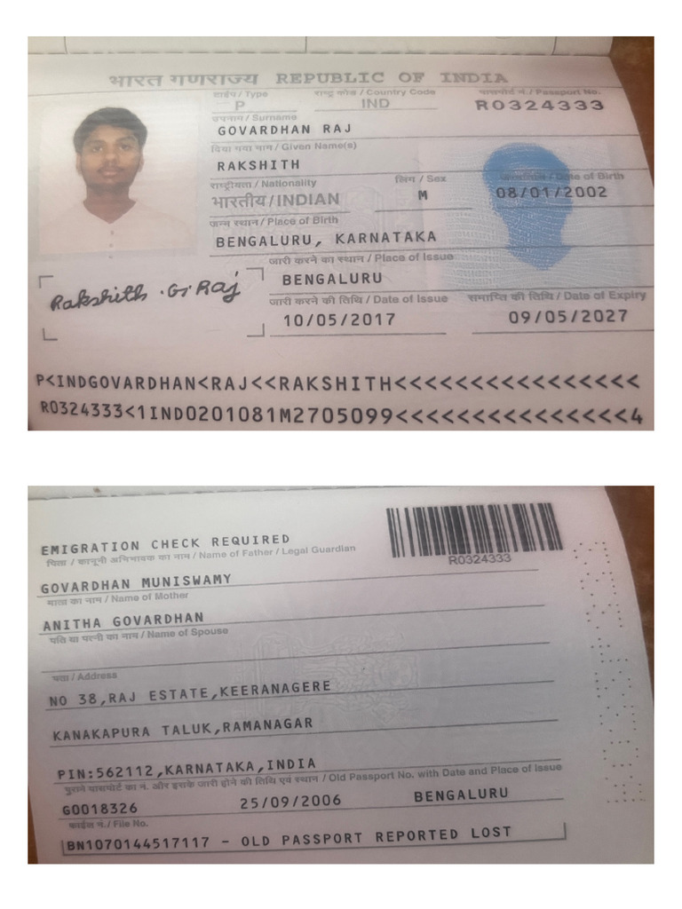 Rakshith Passport | PDF