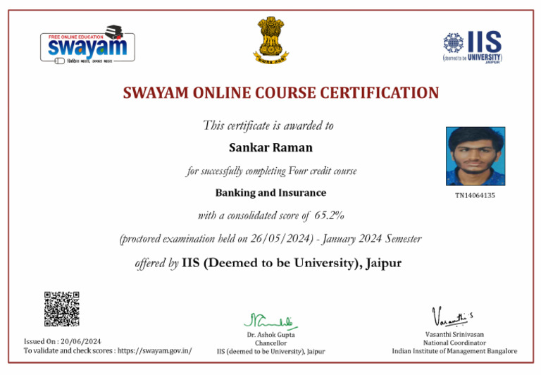 My Swayam Course Certificate | PDF