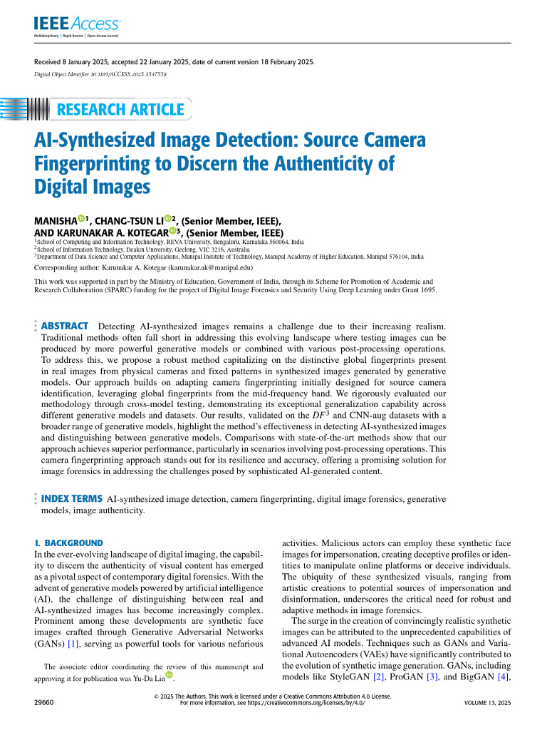AI Image Detection via Camera Fingerprinting | PDF | Support Vector ...