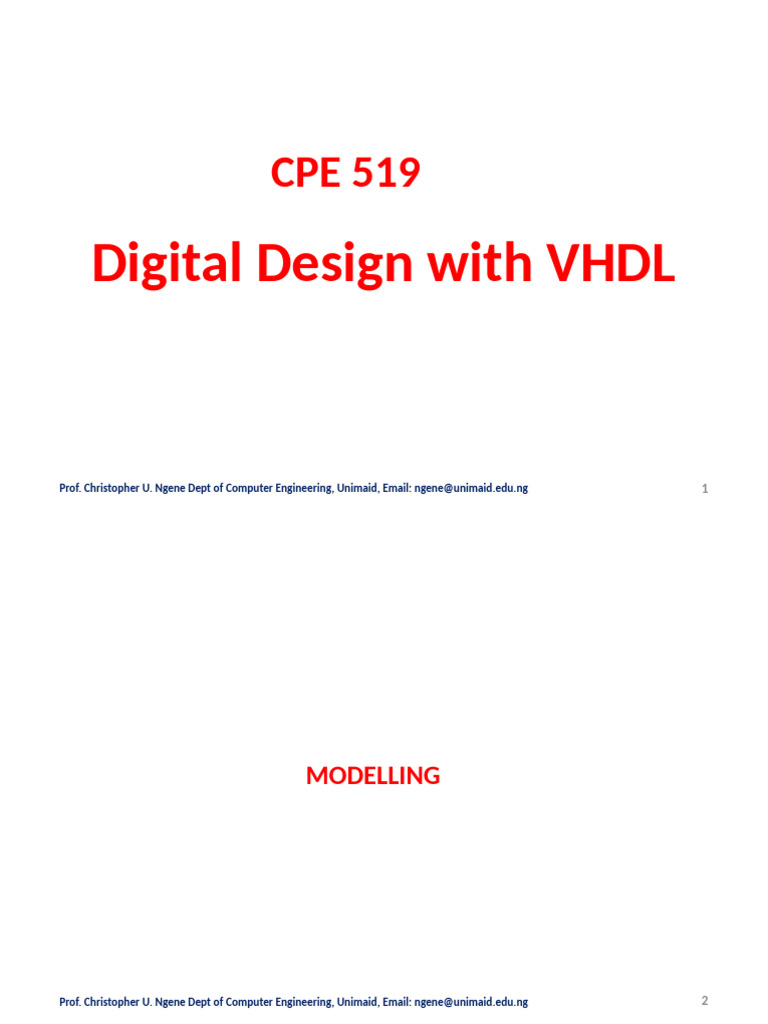 Lect 2 - Modelling | PDF | Vhdl | System