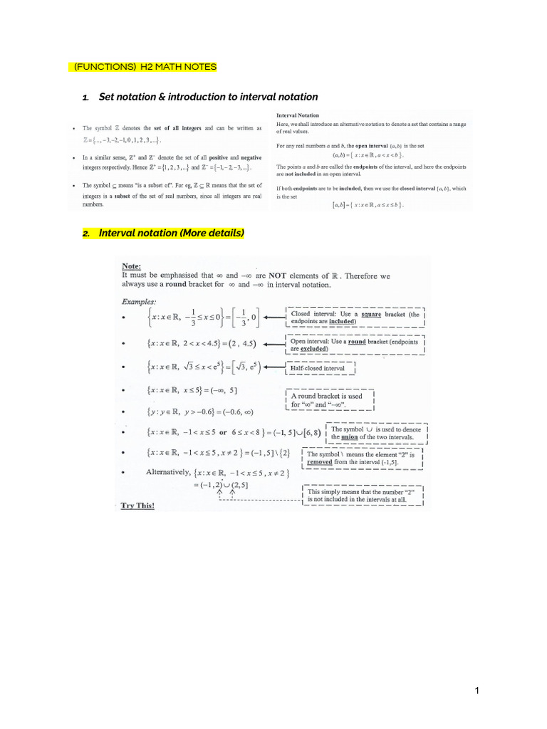 H2 Math Notes: Functions Overview | PDF