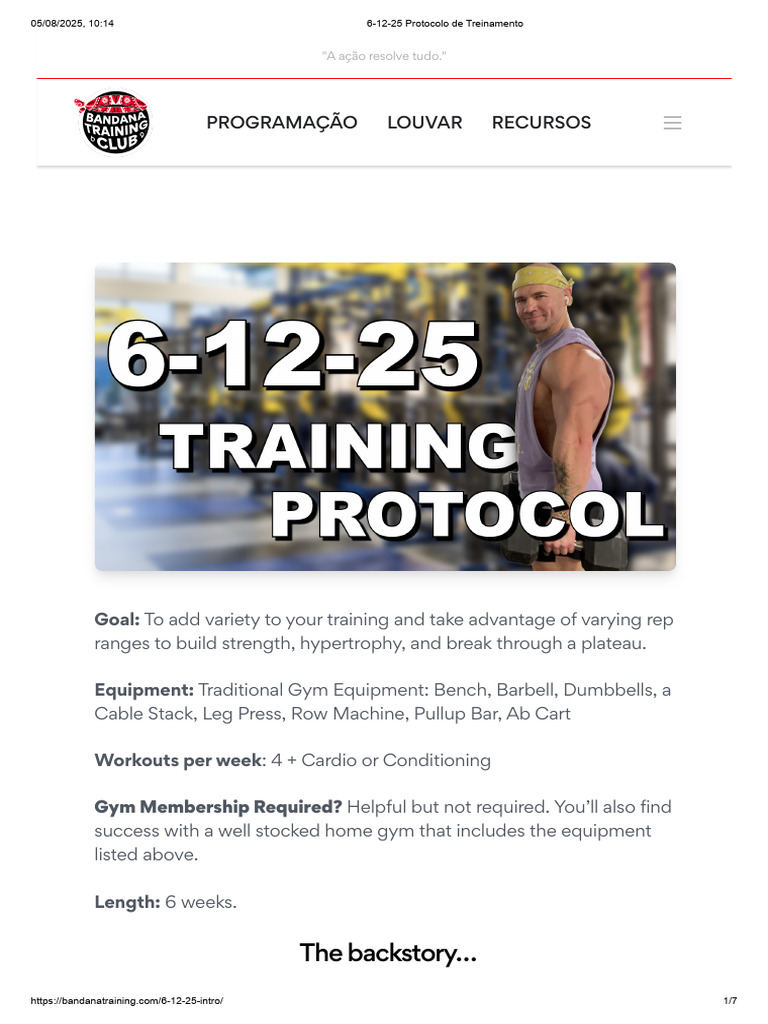 6-12-25 Protocolo de Treinamento | PDF | Muscle Hypertrophy | Sports Science