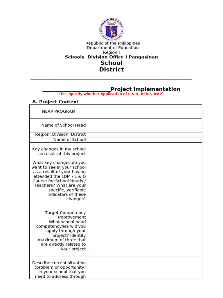 Application of L & D, Reap, Wap (Implementation Plan) | PDF