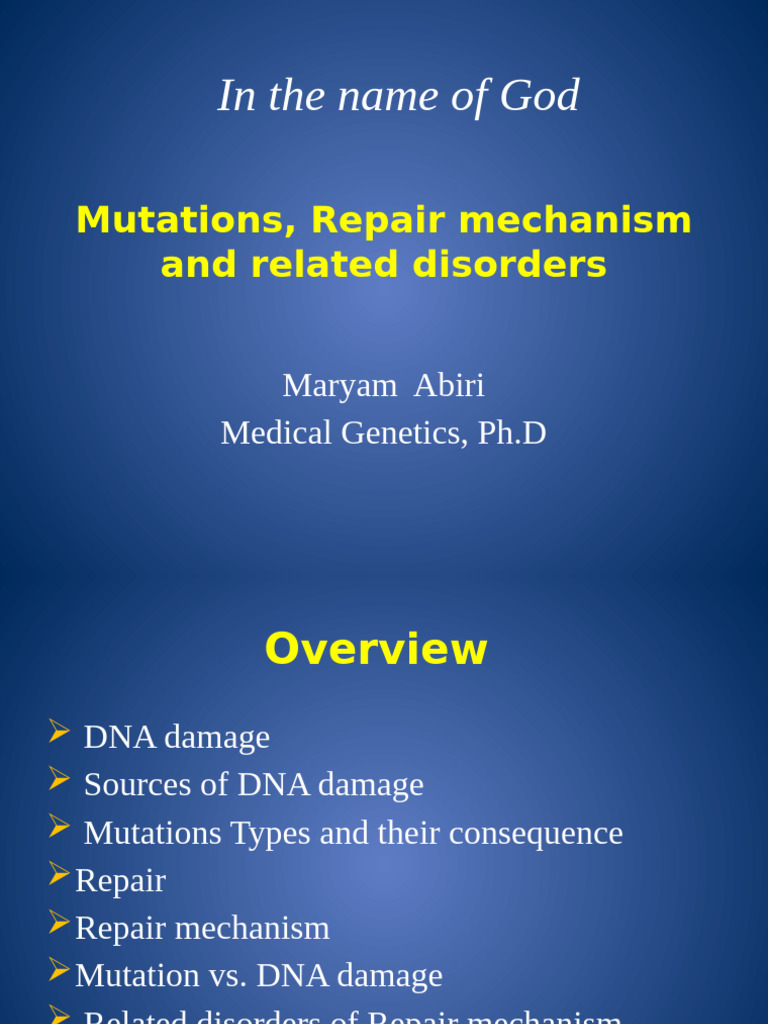 Mutation, Repair Mechanism and Related Disorders | PDF | Dna Repair | Mutation