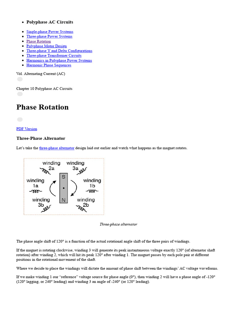 Phase Rotation | Polyphase AC Circuits | Electronics Textbook | PDF | Alternating Current ...